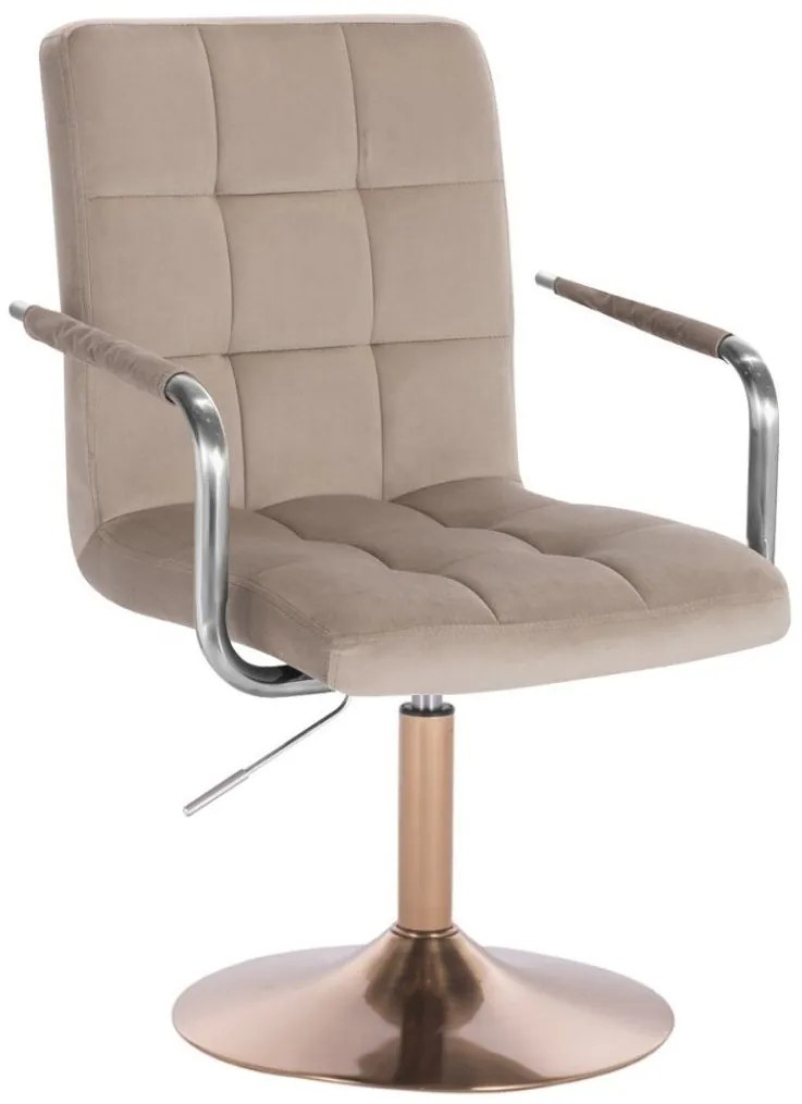 LuxuryForm DESIGN Otočná židle VERONA VELUR na zlatém talíři - latte