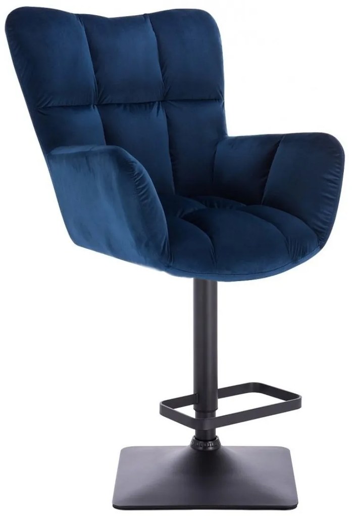 LuxuryForm DESIGN Barové křeslo AURORA VELUR na černé hranaté podstavě - modré