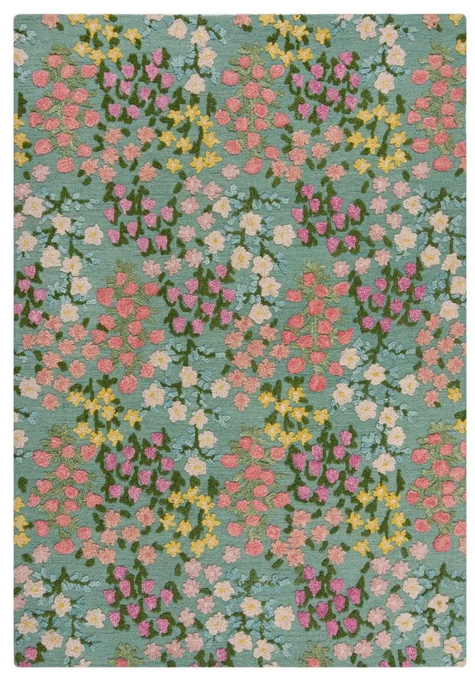 Ručně tkaný vlněný koberec v mentolové barvě 120x170 cm Emilia Floral – Flair Rugs