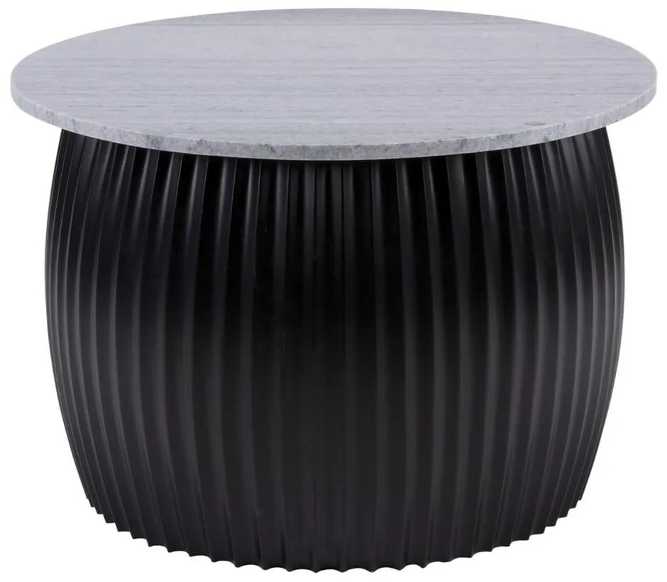 Černý kulatý konferenční stolek s deskou v dekoru mramoru ø 52 cm Luscious – Leitmotiv