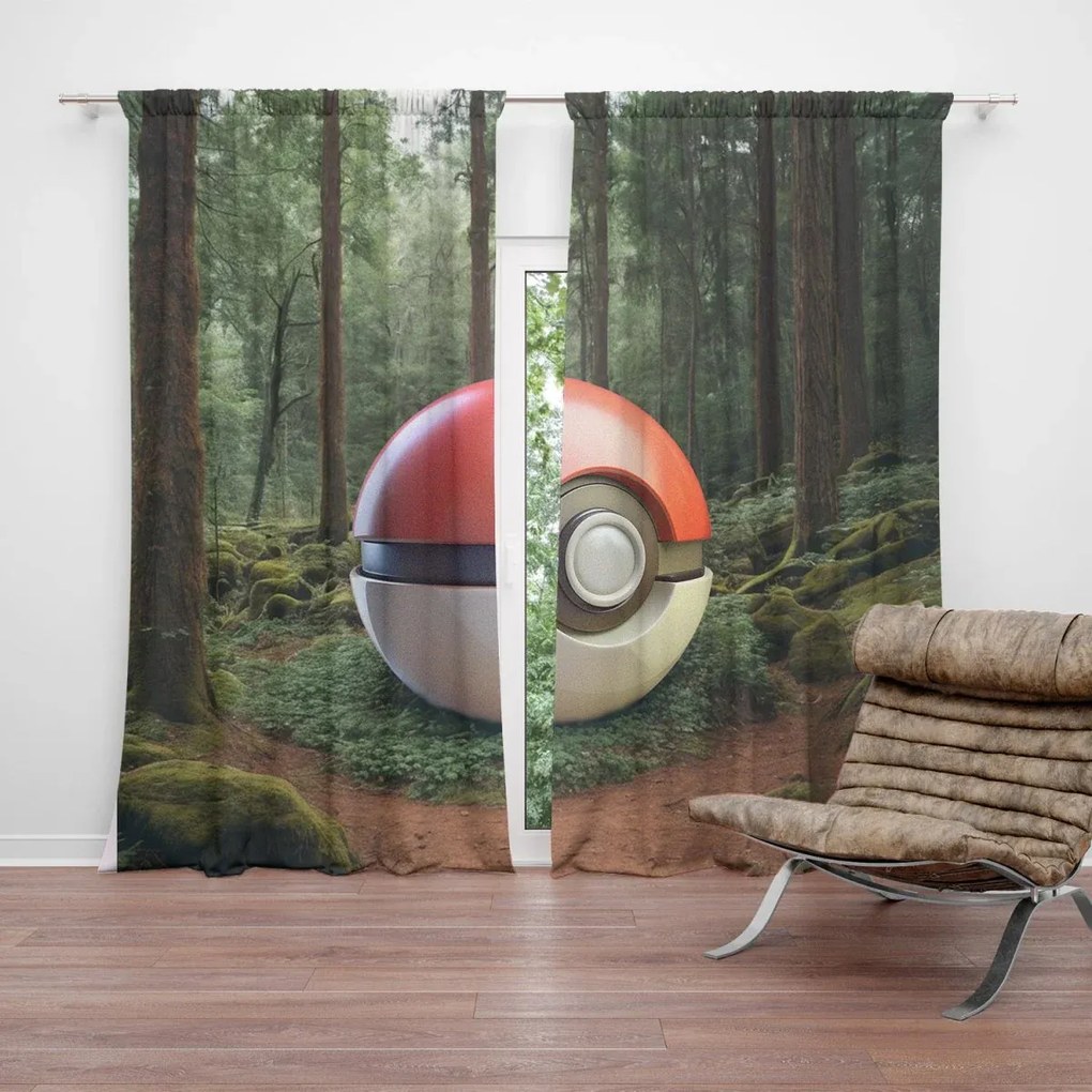 Sablio Závěs Pokemon ball Les: 2ks 140x250cm