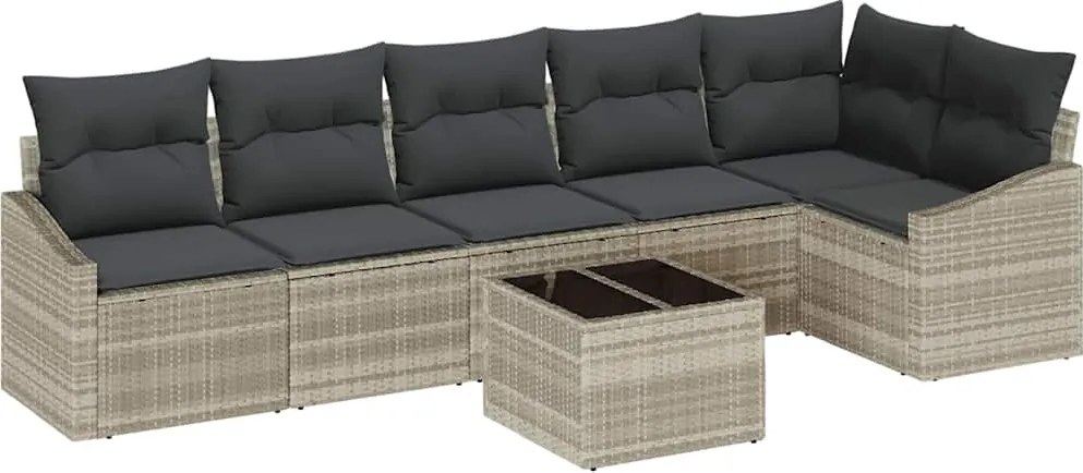 Set pohovek 7 ks Světle šedá polyratan 3346752