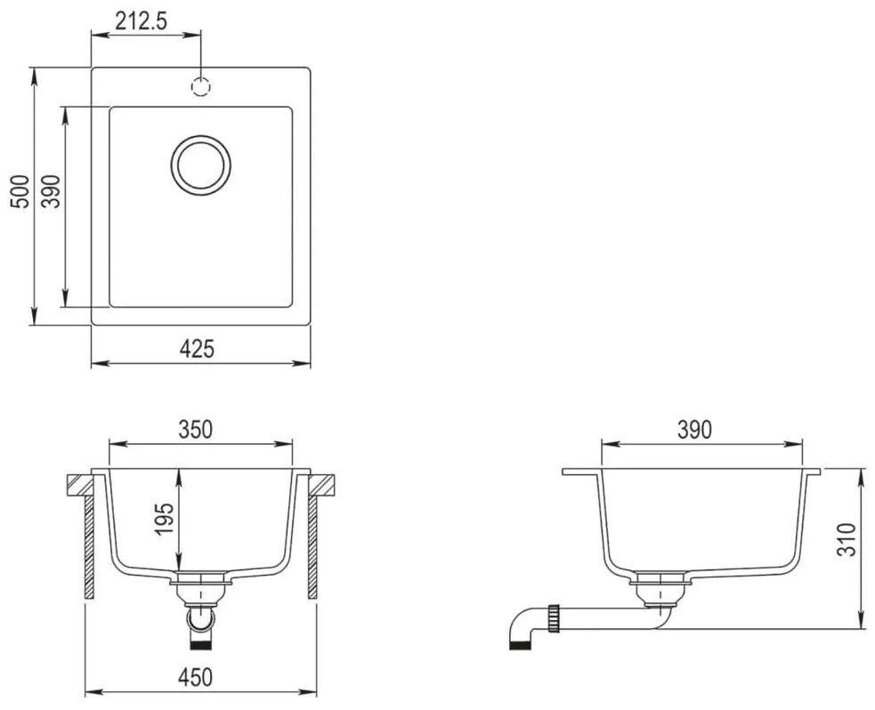 vidaXL Marketos Žulový kuchyňský dřez jednoduchý béžový