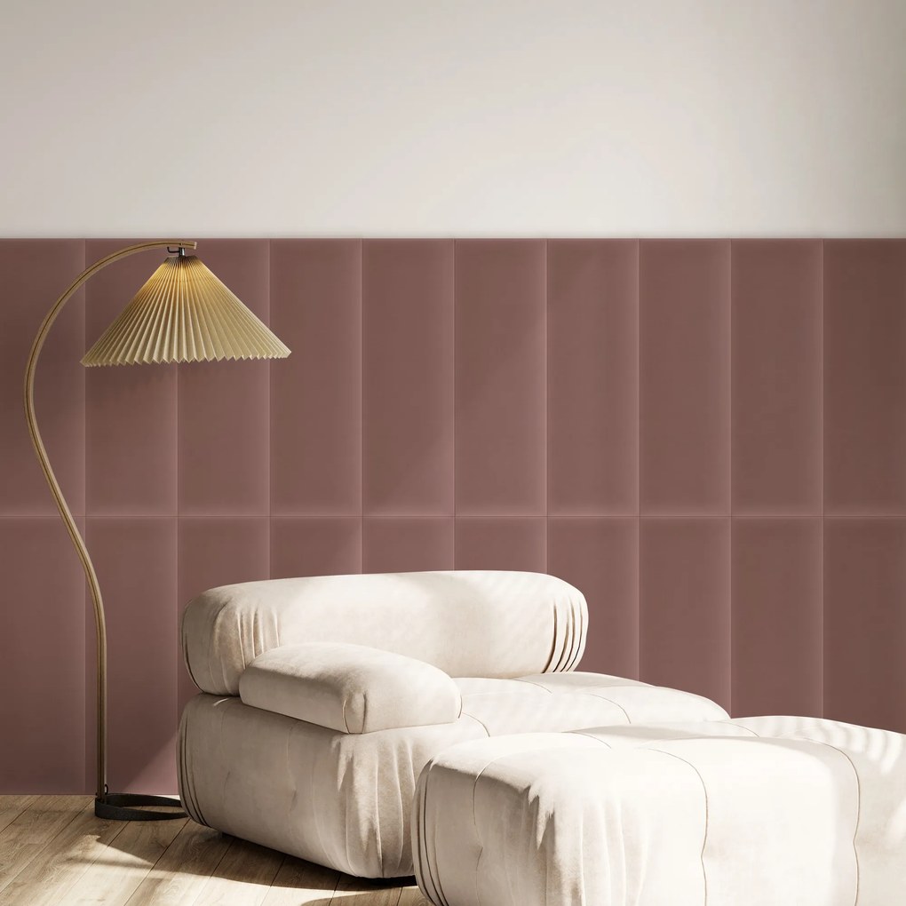 Sametový čalouněný panel - Obdélník - 90x15cm Farba: Starorůžová