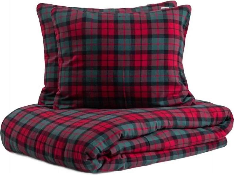 Povlečení Tartan flanelové červené s kostkovaným vzorem 220x200 2*50x60 cm Homla