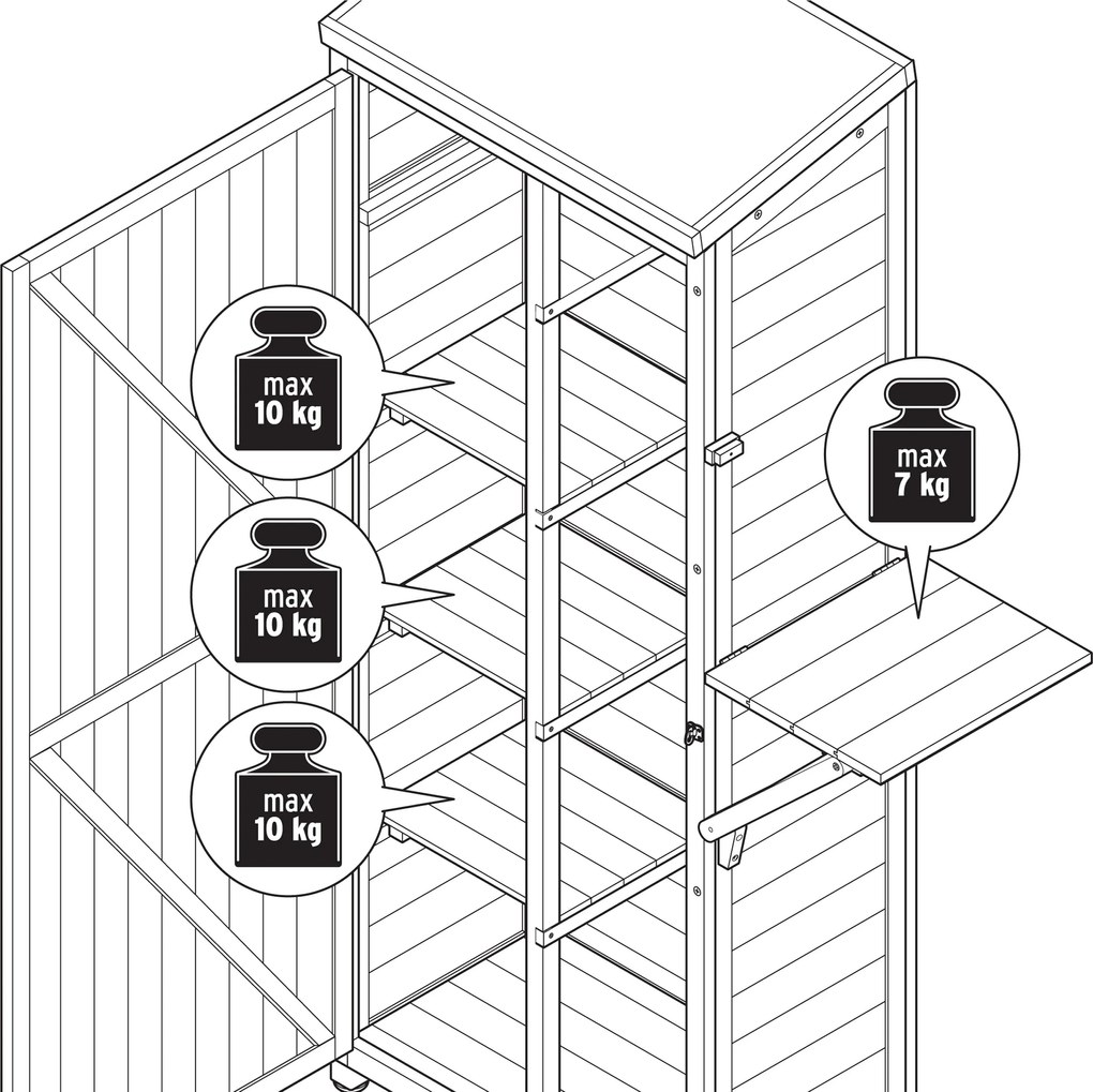 Tchibo - Velká zahradní skříň se sklopnou boční policí - barva: hnědá