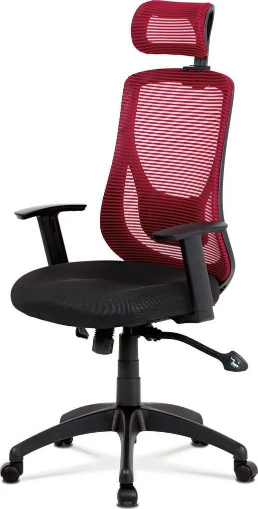 Autronic Kancelářská židle, synchronní mech., černá + červená MESH, plast. kříž KA-A186 RED