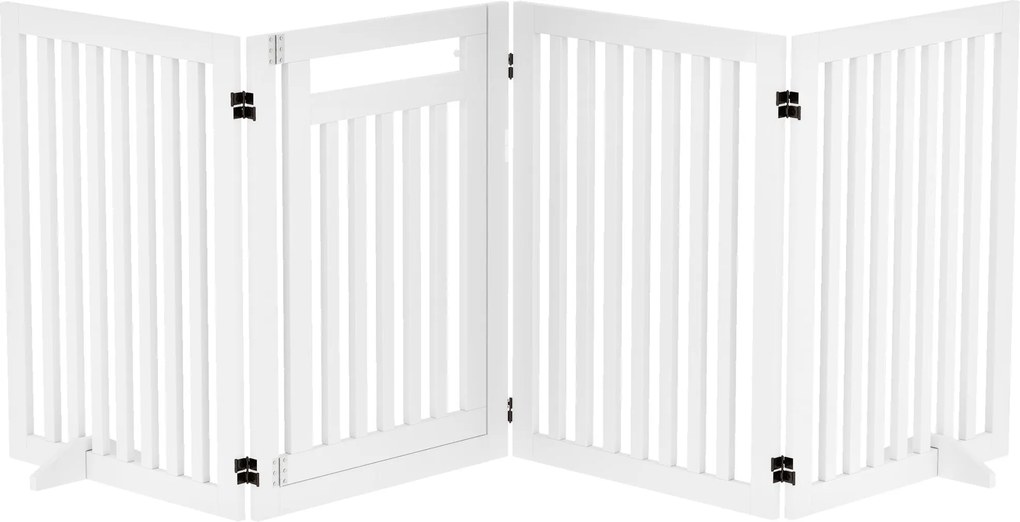 PawHut Volně stojící bariéra pro psy s nohami 240 x 81 cm Dřevěná brána, schodišťová bariéra, ochranná brána pro dveře, schodišťová brána pro schody,