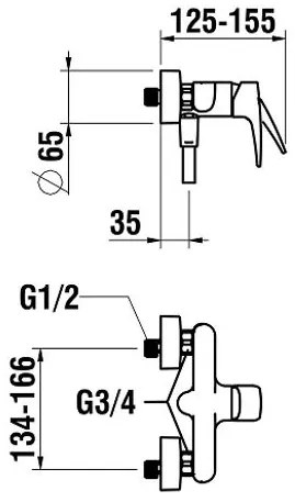 Laufen Laurin Sprchová nástěnná baterie, s příslušenstvím, PVD titan černá matná HF500750428600