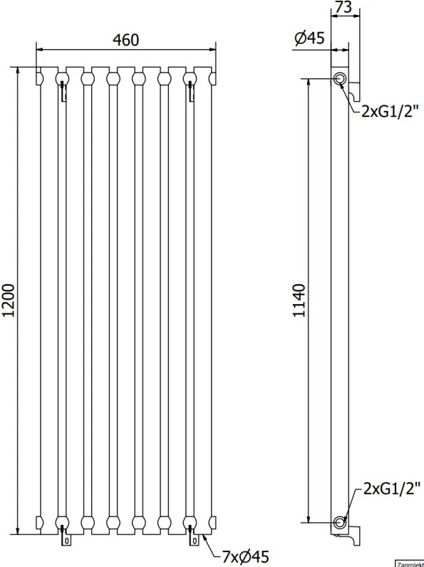Mexen Texas dekorativní radiátor 1200 x 460 mm, 659 W, bílý - W203-1200-460-00-20