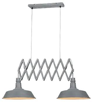 Průmyslová závěsná lampa z oceli, 2 světla, nastavitelná - Mancis