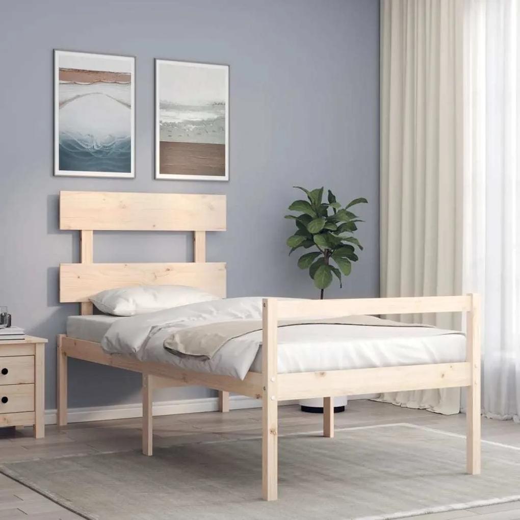 vidaXL Rám postele s čelem Small Single masivní dřevo [3195312] Barva: Přírodní