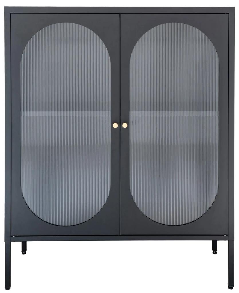 Černá prosklená vitrína Armalav, 35x90x110 cm