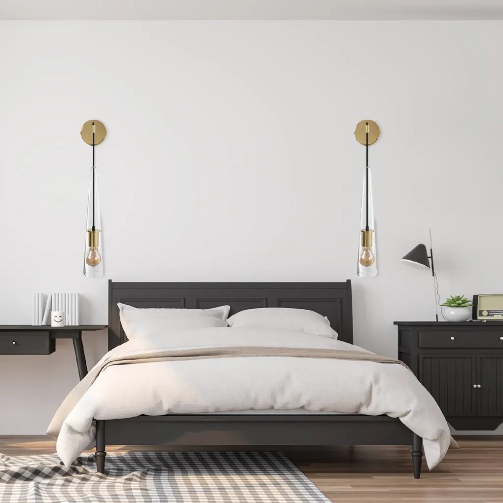 Toolight - Nástěnné svítidlo E27 60W APP896-1W, zlatá, OSW-06890