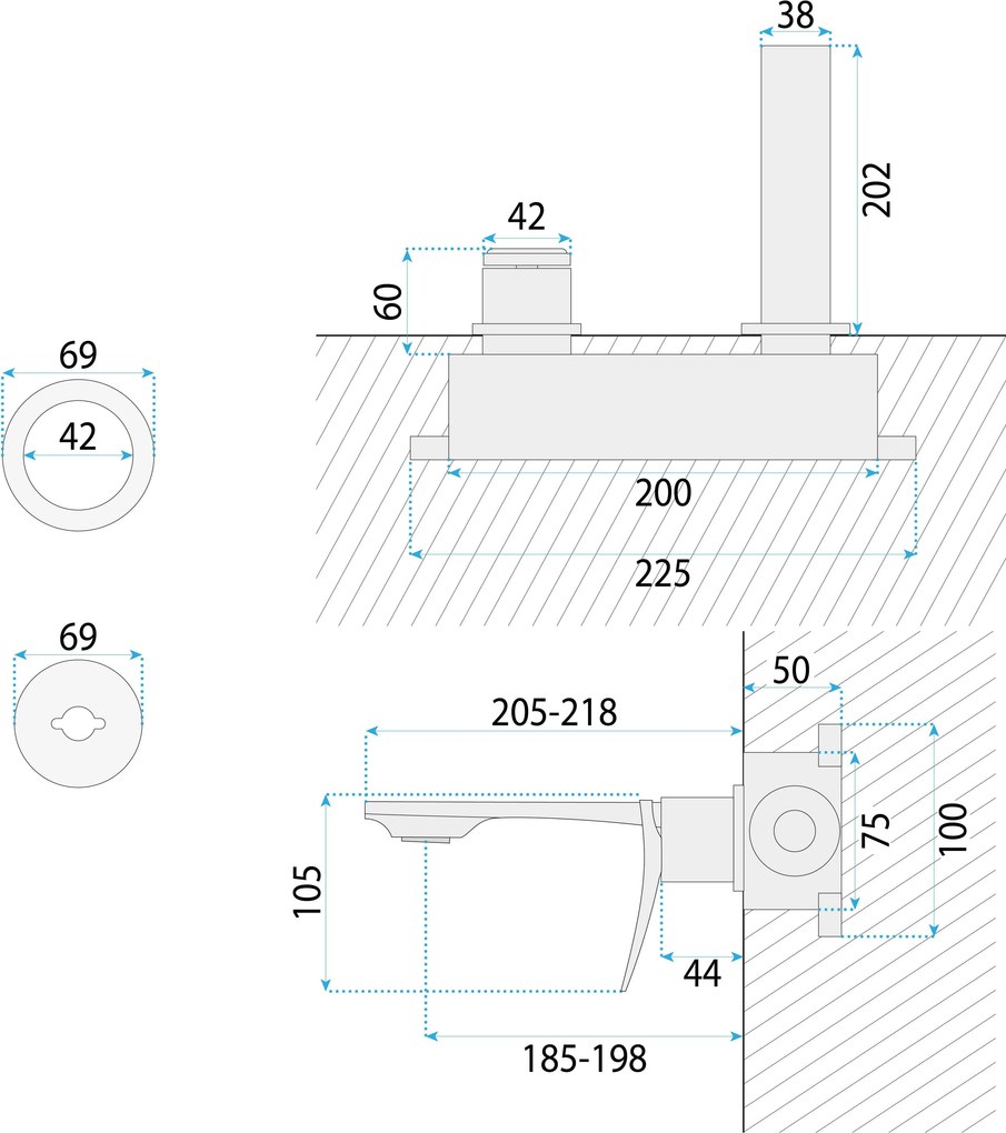 Rea Vision, podomítková umyvadlová baterie, měděná matná, REA-B6881