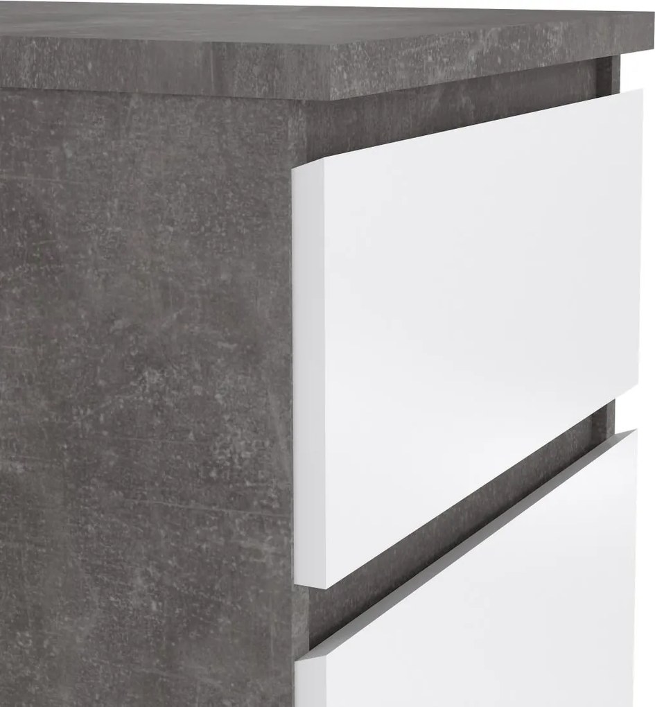 FALCO Komoda Simplicity 233 beton/bílý lesk