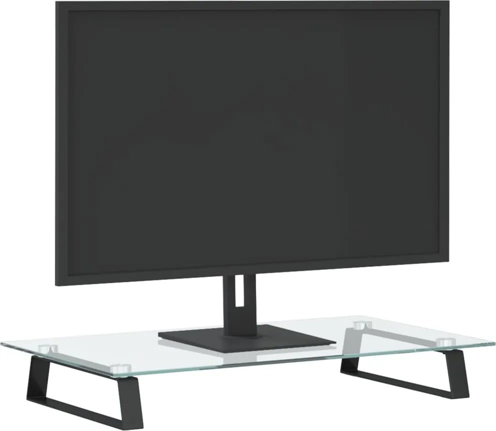vidaXL Stojan na monitor 60 x 35 x 8 cm tvrzené sklo a kov [374220] Barva: Bílá