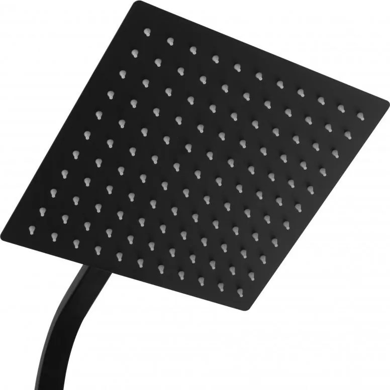 Erga Goba, sprchová souprava s termostatickou baterií a dešťovou hlavicí 25x25cm, černá matná, ERG-YKA-BP.GOBA-THERM-25-BLK
