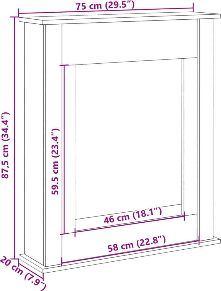 vidaXL Krbový rám 75x20x87,5 cm, konstrukční dřevo [854581] Barva: Černý dub