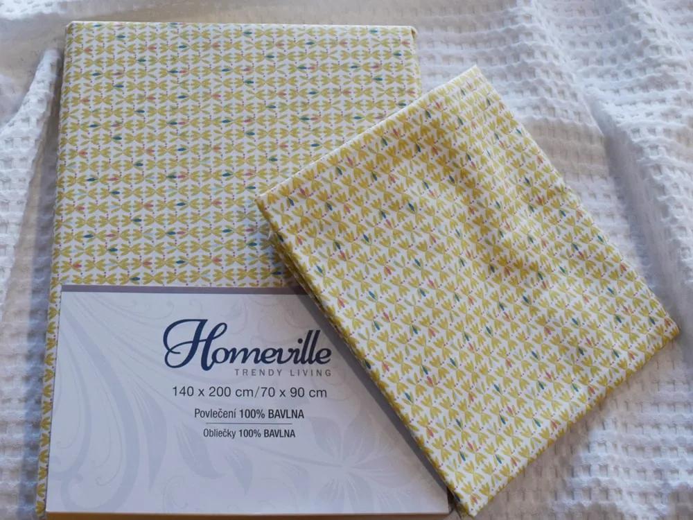 Homeville povlečení 100% bavlna Annika žlutá 140x200cm+70x90cm