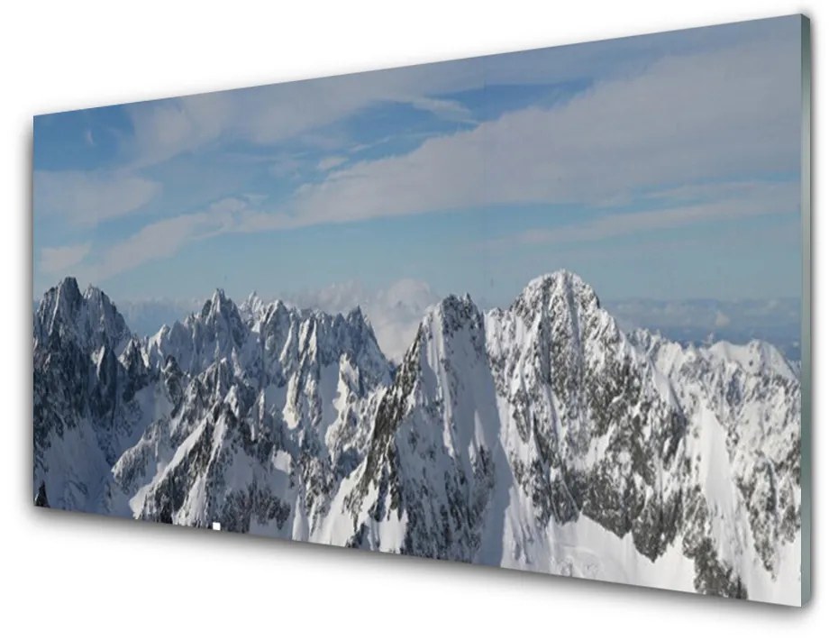 Obraz na skle Hory Krajina 140x70 cm