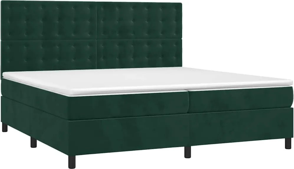 Box spring postel s matrací tmavě zelená 200x200 cm samet 3143286