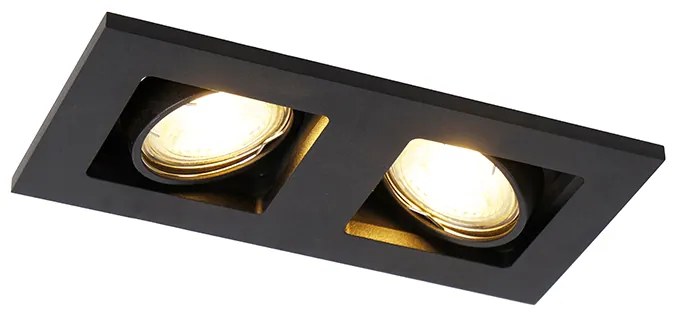 Obdélníkové zapuštěné bodové svítidlo 2-light black - Qure