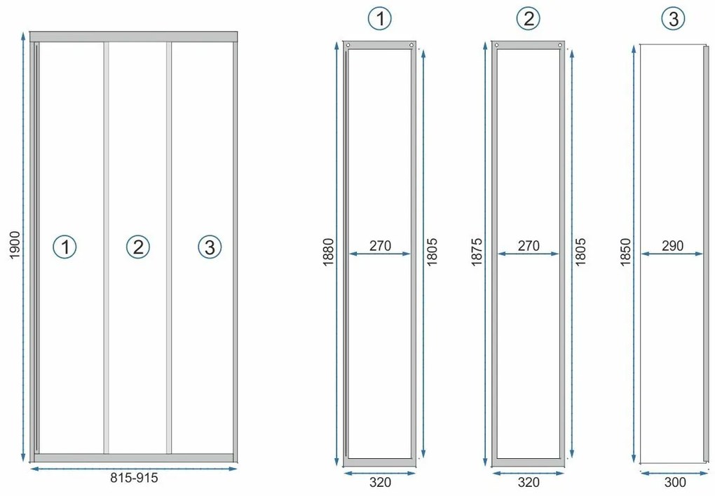 Posuvné sprchové dveře REA ALEX 90 cm pro instalaci do niky, černé/transparent - bez vaničky