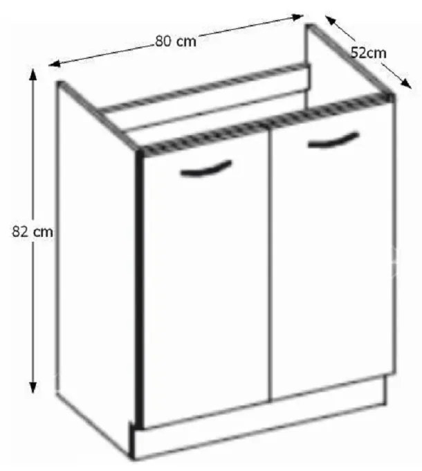 Skříňka dolní dřezová, krém vysoký lesk, PRADO 80 ZL 2F BB