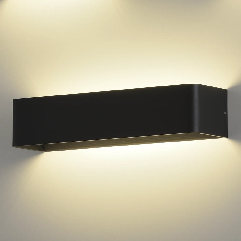 ACB Iluminacion Nástěnné LED svítidlo ICON, š. 37 cm, 21W, CRI90, CCT switch 2700-3000K Barva: Černá, Stmívání: DALI/PUSH