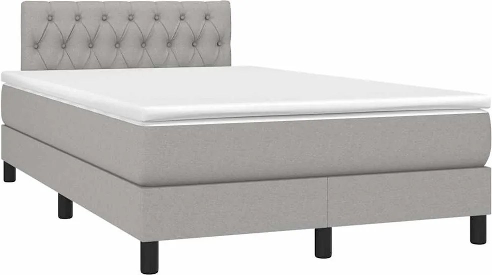 Box spring postel s matrací a LED světle šedá 120x200 cm textil 3133381