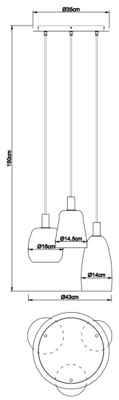 Globo 15789-3HM - Lustr na lanku GARRI 3xE14/40W/230V pr. 43 cm mosaz
