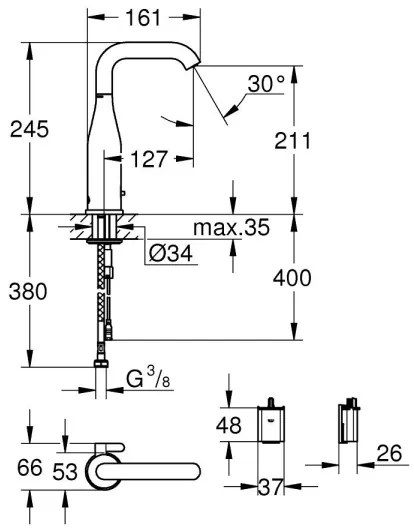 GROHE 36445000 - Infra elektronická umyvadlová baterie ESSENCE E lesklý chrom