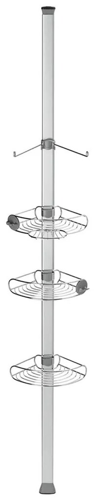 Simplehuman Rohová tyč s nastavitelnými poličkami do sprchy Simplehuman, nerez / hliník, 182 -274cm