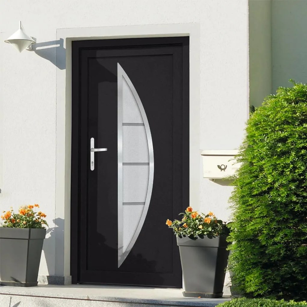 Vchodové dveře antracitové 98 x 190 cm PVC,  3187874