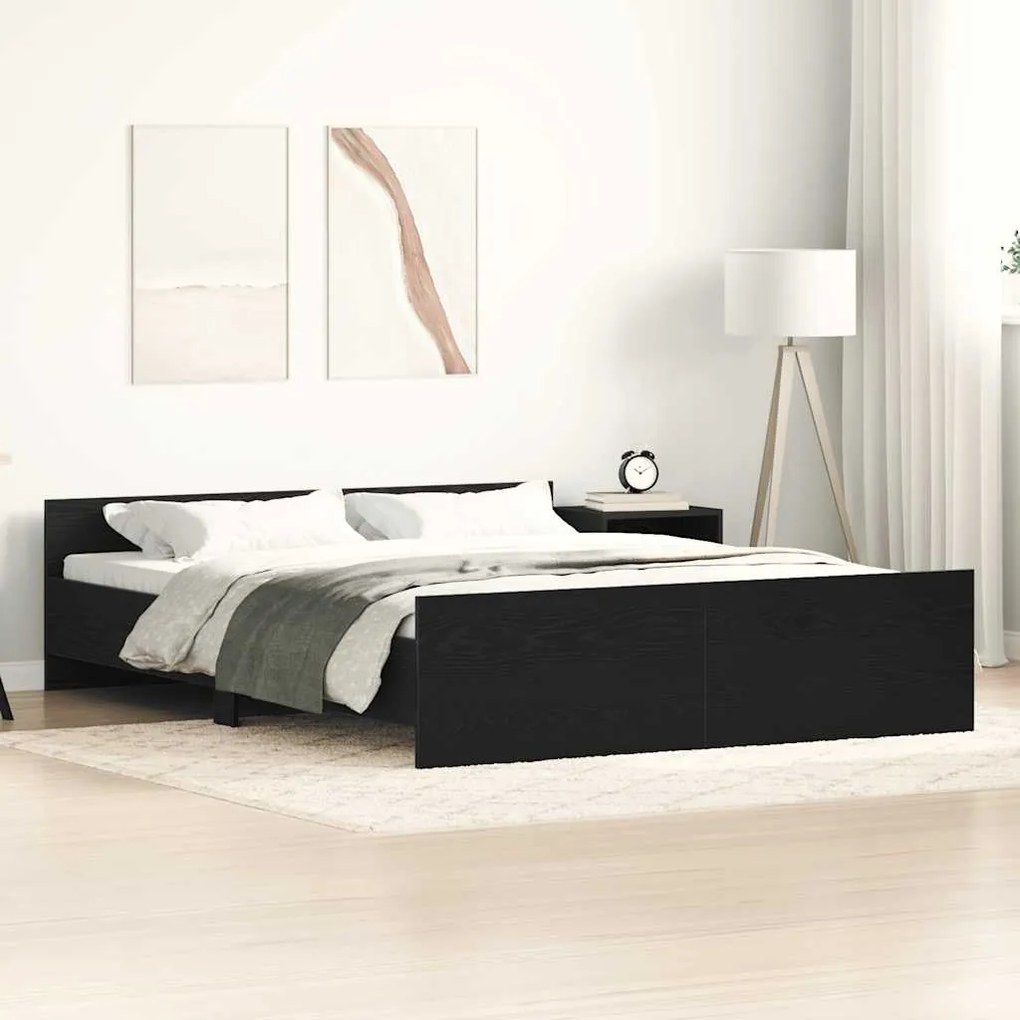 Rám postele bez matrace černý dub 150x200 cm kompozitní dřevo 3329320