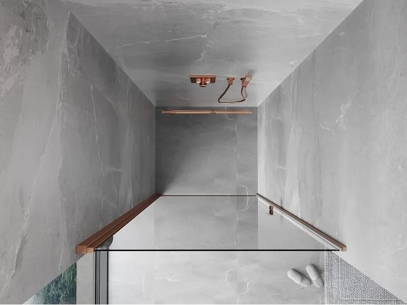 Mexen Mist-B sprchové dveře otočné 80 cm, transparentní, kartáčovaná měď - 8A2-080-000-65-00