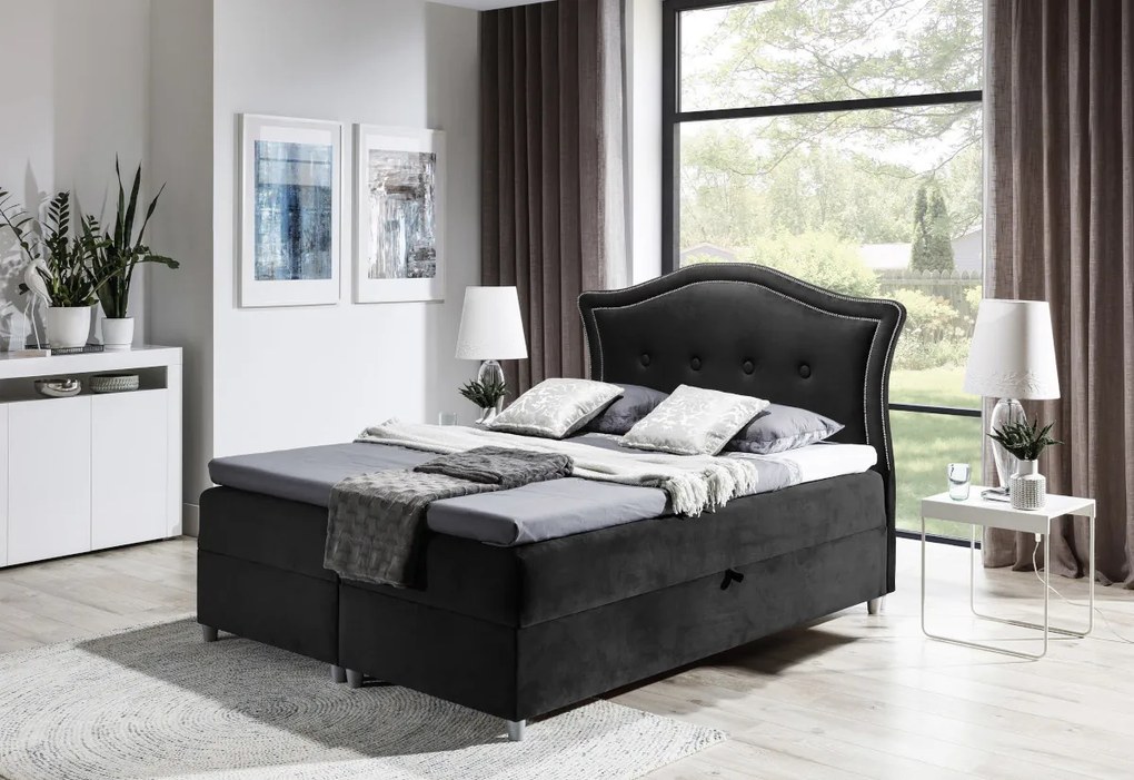 Expedo Čalouněná postel boxspring BEDRIS + topper, 140x200, jaguar 2183