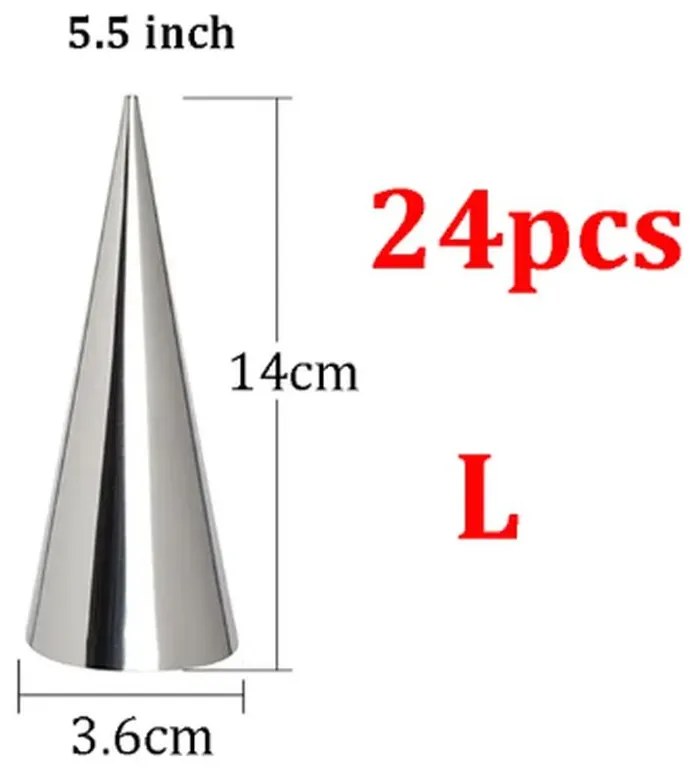 Kuchyňské nerezové kornoutky, trubičky na pečení - 6, 12 nebo 24 ks Barva: 24 ks kuželový L