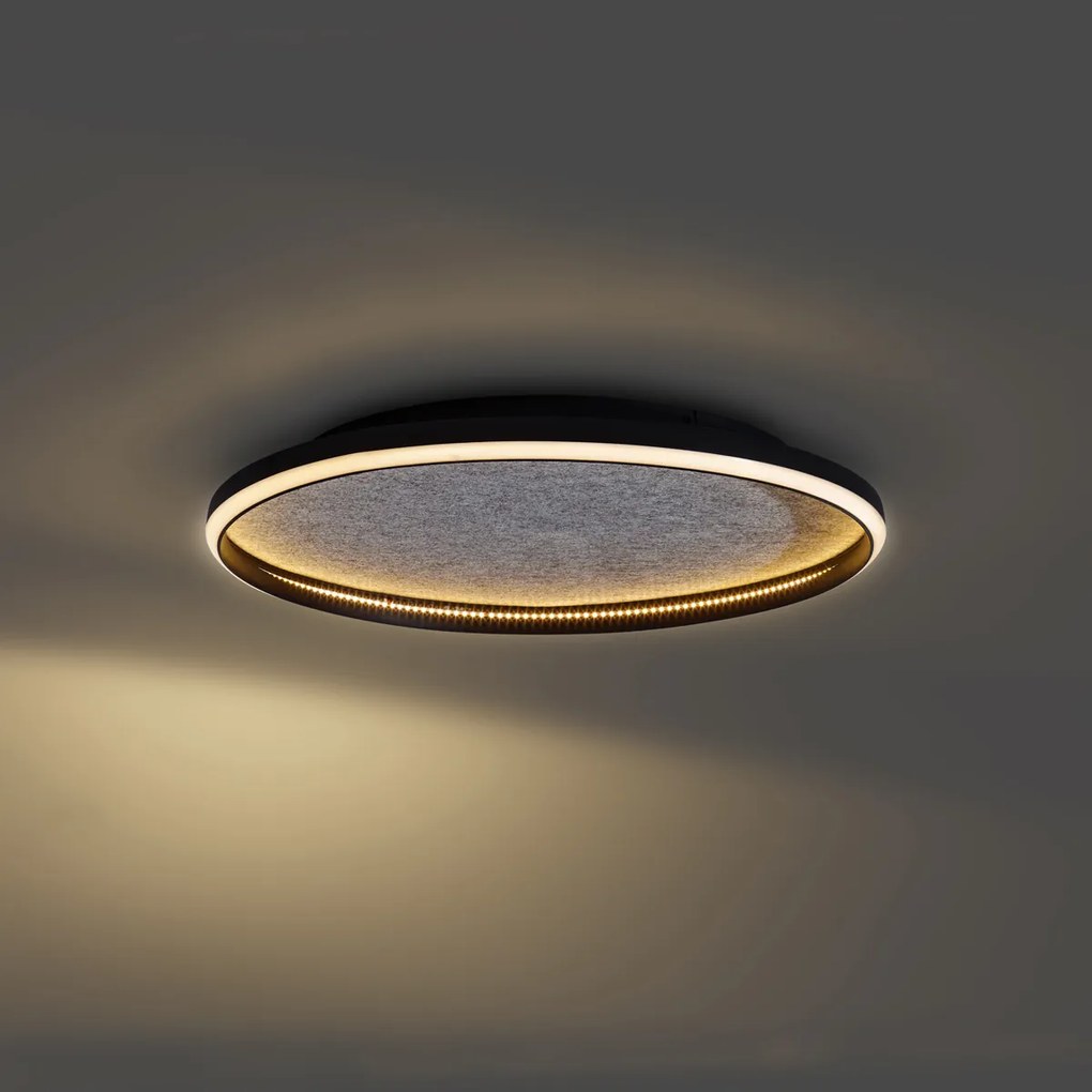 Designové stropní svítidlo černé s plstí vč. LED s 3-stupňovým stmíváním - Xavi Felt