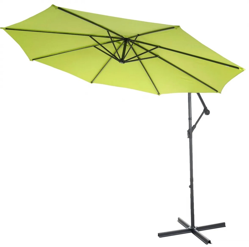 Slunečník Acerra Ø 3m se zátěží - polyester/ocel - zeleno-citronová