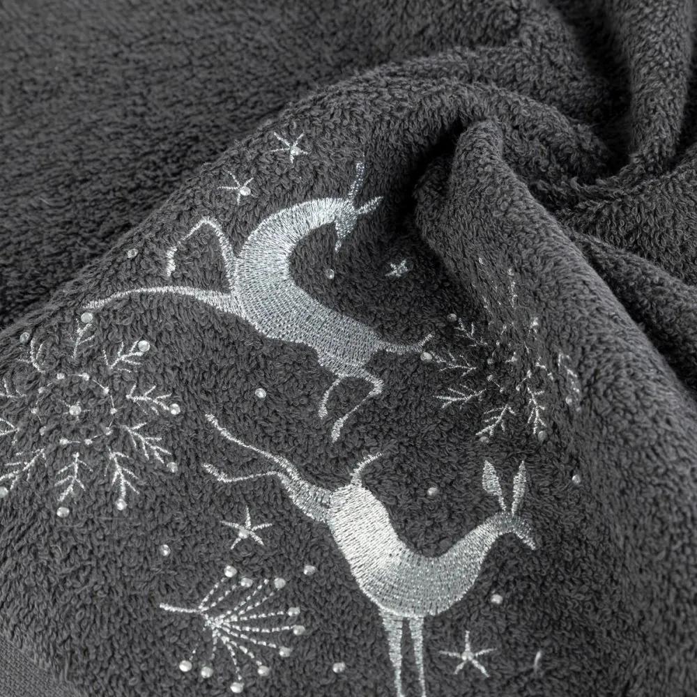 Bavlněný vánoční ručník šedý se soby Šířka: 70 cm | Délka: 140 cm