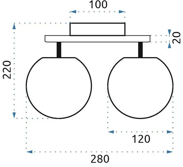 Toolight - Stropní lampa Glamour 2xE27 60W APP671-2C, chromová OSW-05641