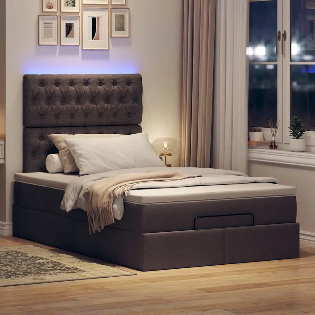 Osmanský rám postele s matrací tmavě šedá 120x200cm textil 3314082
