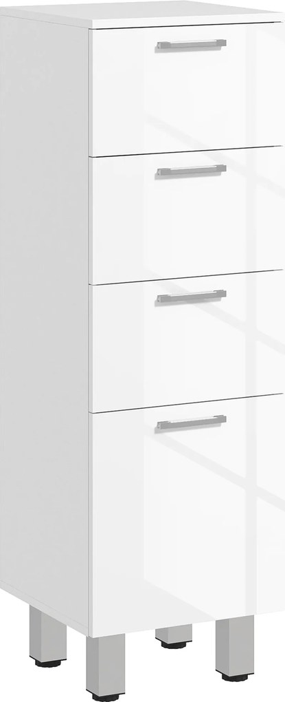 kleankin Moderní pomocný koupelnový kabinet se 4 zásuvkami a 4 nohami, úložný kabinet do obývacího pokoje a ložnice, proti převrhnutí, nosnost 30 kg,