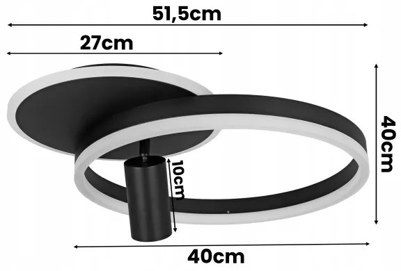 LED Stropní svítidlo LED/38W/230V + 1xGU10/30W černá