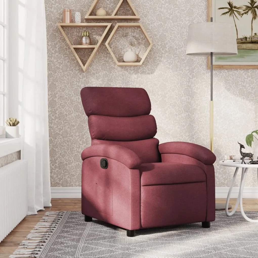 Polohovací křeslo vínové textil