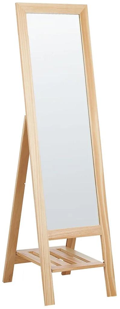 Stojací zrcadlo s policí světlé dřevo LUISANT Beliani