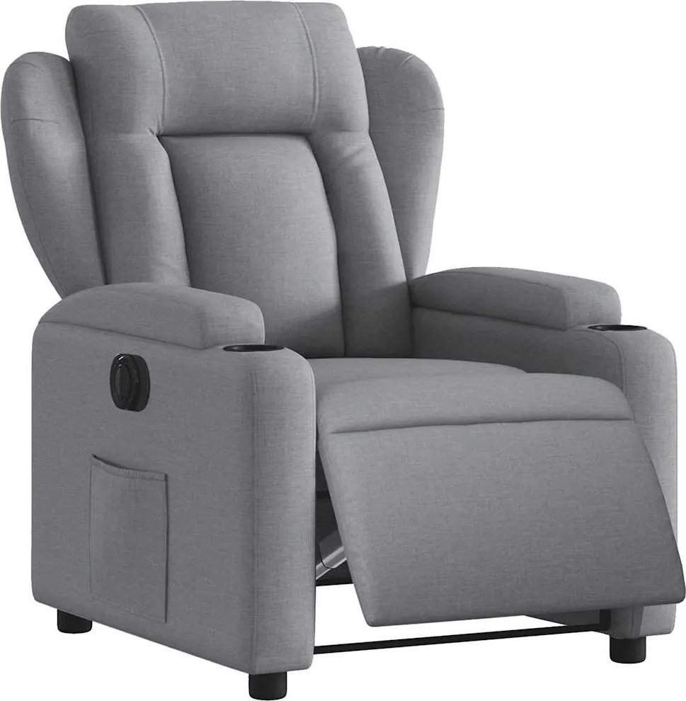 Elektrické polohovací křeslo světle šedé textil 3204458