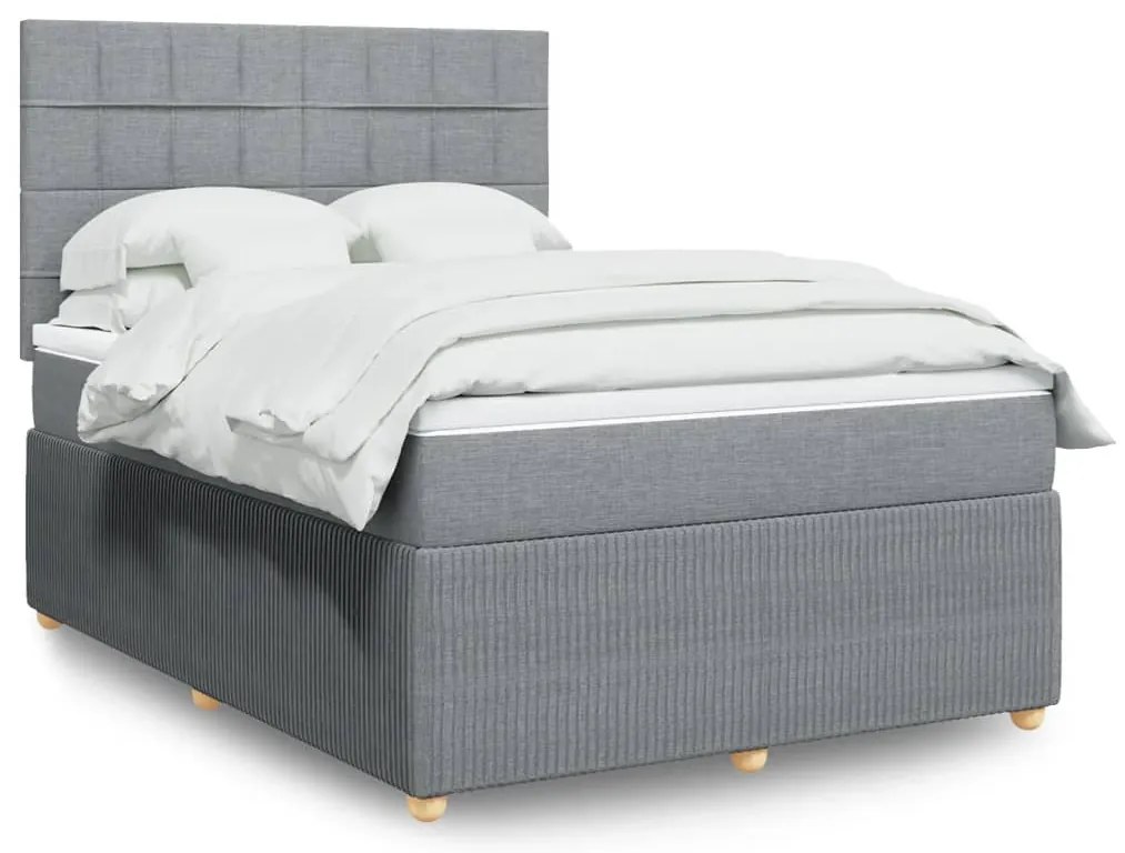 Box spring postel s matrací světle šedá 140 x 190 cm textil